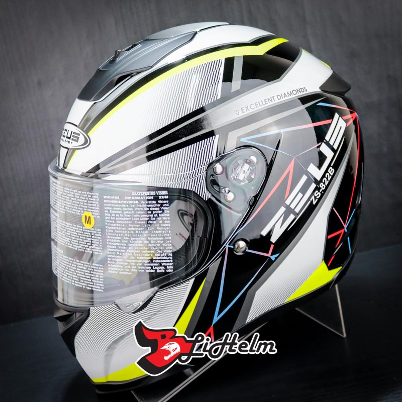 Jual ZEUS HELM ZS 822 B BLACK AO22 WHITE | ZS 822B FLAT VISOR FULL FACE ...