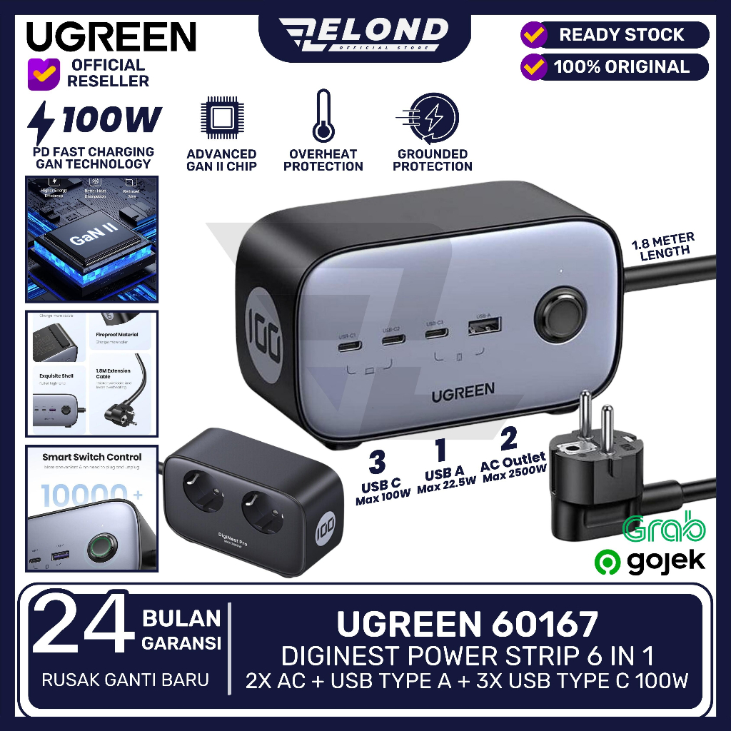 Jual UGREEN Adaptor Kepala Charger 30W 45W 65W 67W 100W 140W 200W GaN Nexode PD Fast Charging ...
