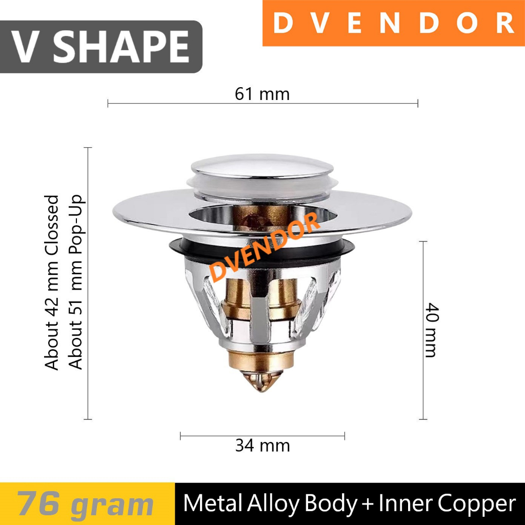Jual AFUR KEPALA SIFON UNIVERSAL POP UP BASIN SINK WASTAFEL DRAIN ...
