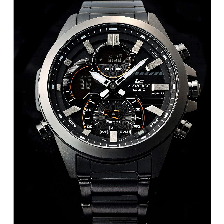 Jual Jam Tangan Pria Casio EDIFICE ECB-30DC-1A ECB-30 Dual Time Black Steel | Shopee Indonesia