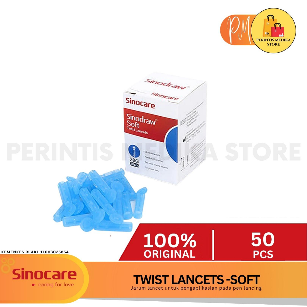 Jual Jarum Lancet 28G Sinodraw Soft Twist Lancet Isi 50 pcs Bisa Untuk ...