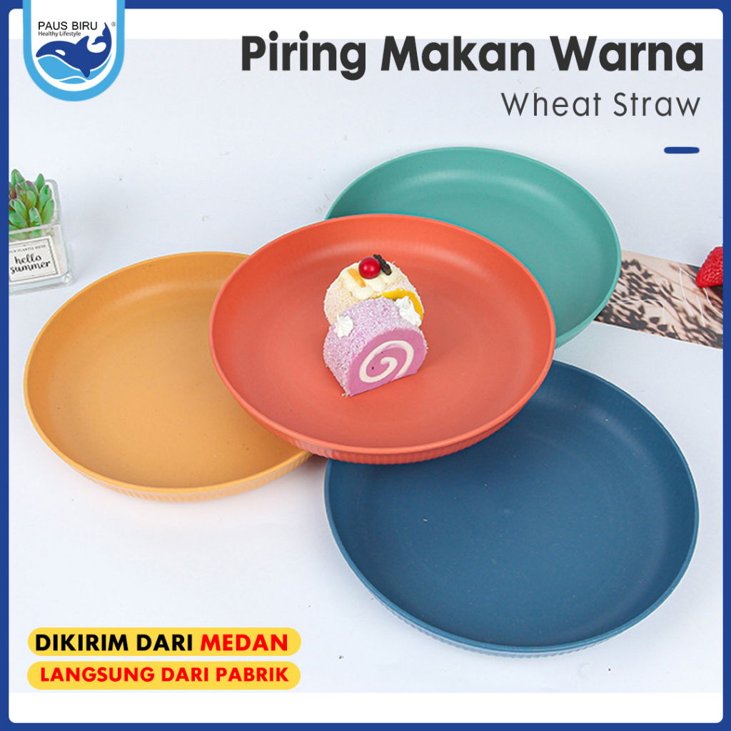 Jual Paus Biru - Piring Jerami/Piring Makan Warna Warni/Bahan Serat ...