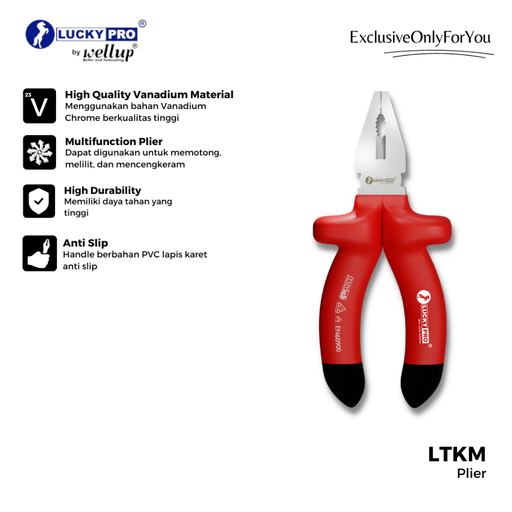 Jual Lucky Pro Tang Potong Kombinasi Combination Pliers Merah 6 7 8 ...