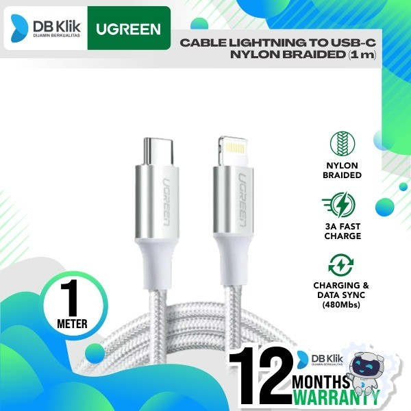 Jual Kabel UGreen Lightning to USB-C Nylon Braided 1 Meter SV (70523 ...