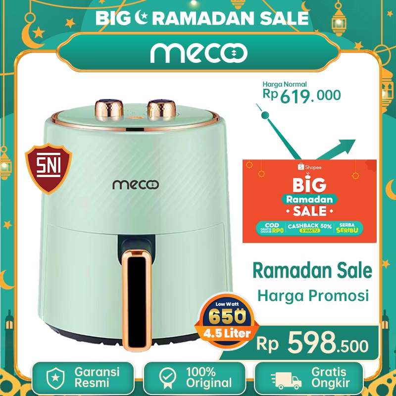 Jual MECOO AIR FRYER Mecoo Most Aesthetic Air Fryer 650 Low Watt Air ...