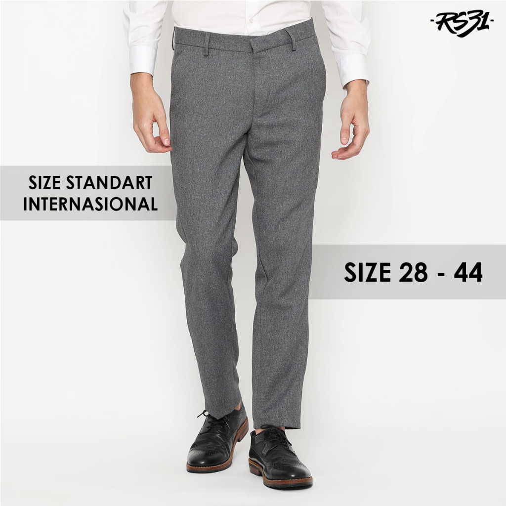 Jual RS31 Celana Bahan Formal Pria Slim Fit Abu, Hitam, Navi - Celana ...