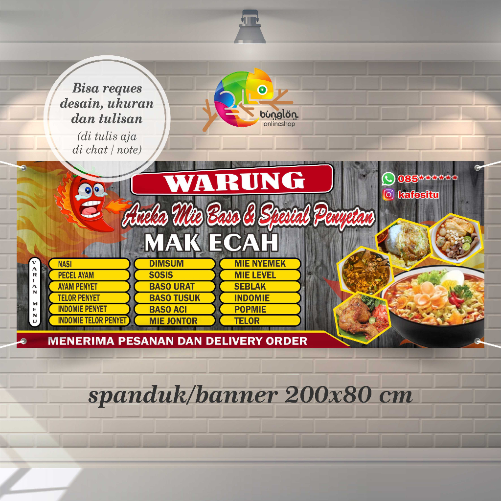 Jual 200x80 Spanduk Banner Warung Bakso & Penyetan | Shopee Indonesia