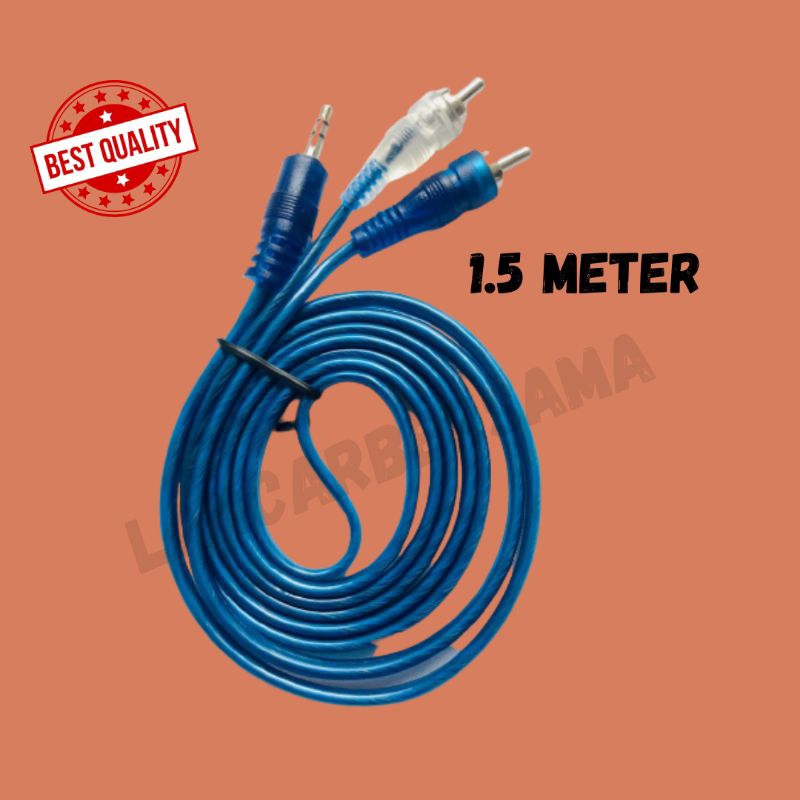 Jual KABEL 2 JACK RCA TO 1 JACK MINI STEREO (3,5mm) TRANSPARAN 1,5M FULL KABEL AUDIO-VIDEO ...