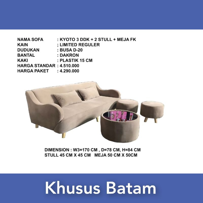 Jual SOFA KYOTO 3DDK+2STULL+1MEJA FK+2BANTAL/kursi sofa tamu (khusus ...