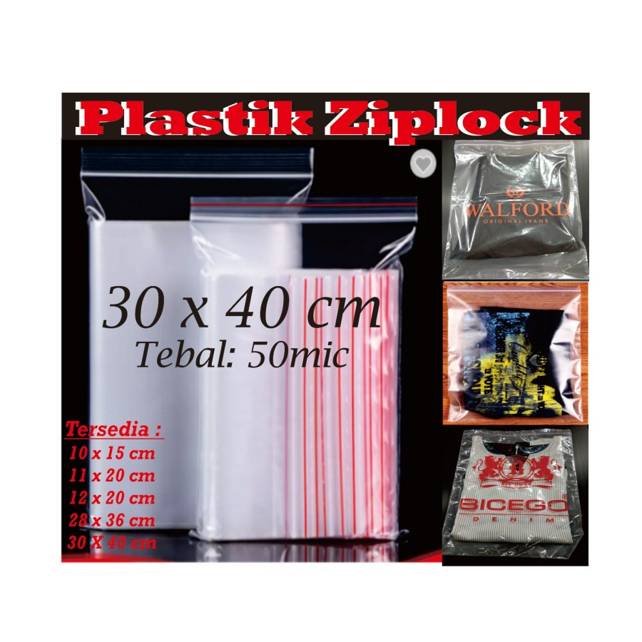 Jual PLASTIK ZIPLOCK/KLIP TEBAL 16X25 20X30 25X35 28X36 30X40 35X45 ...