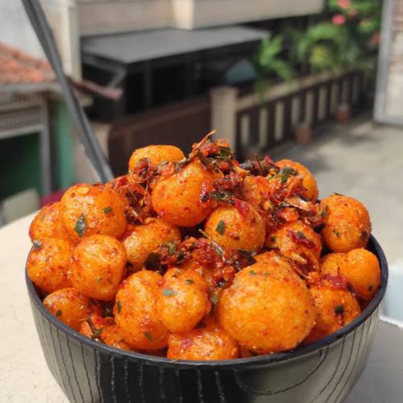 Jual 250 gram cimol kering pedas daun jeruk | molring | snack kiloan ...