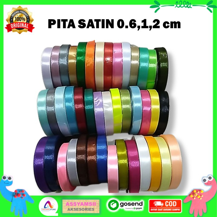Jual Pita Satin Sateen 0.6cm 1cm 2cm Per Roll Terbaru Warna Terlengkap ...