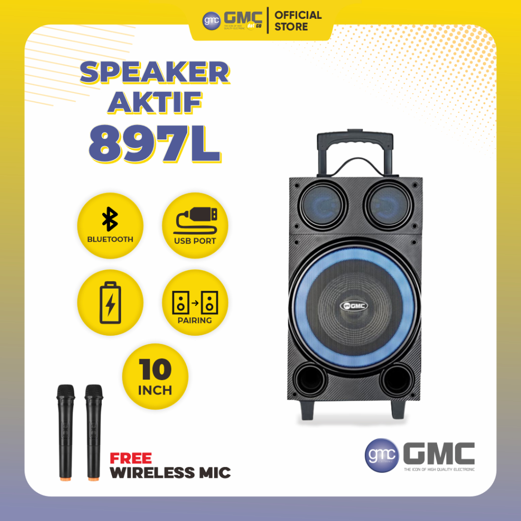 Jual GMC SPEAKER 897L MULTIMEDIA BLUETOOTH + 2 MIC WIRELESS | TERMURAH ...