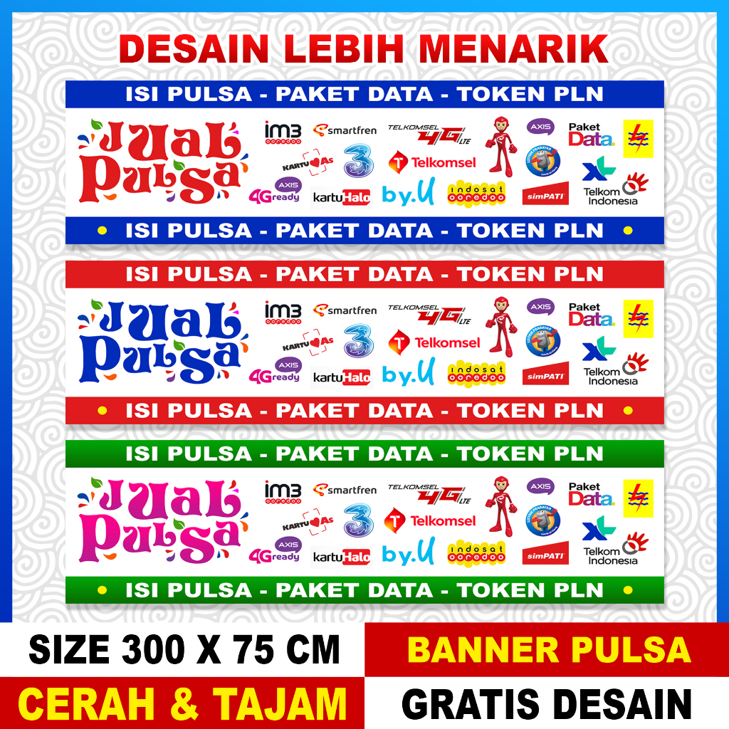 Jual SPANDUK BANNER JUAL PULSA UKURAN 300 X 75 CM TERBAIK TERMURAH ...