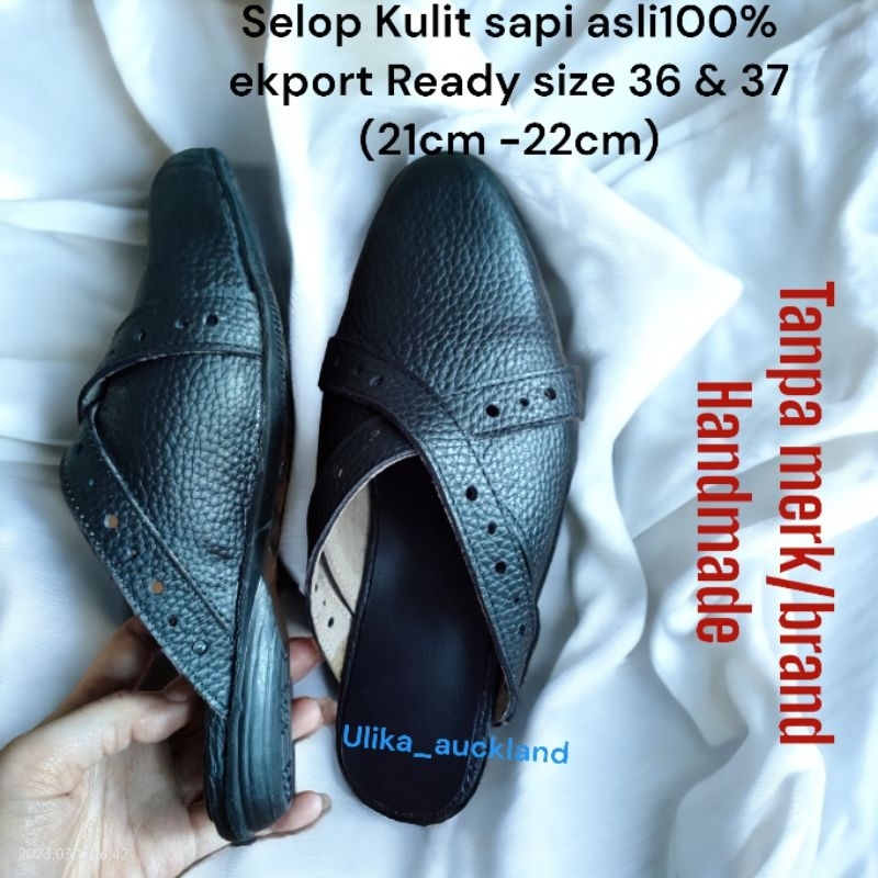 Jual selop full kulit sapi asli100% alasnya kulit sapi juga(hitam jeruk ...