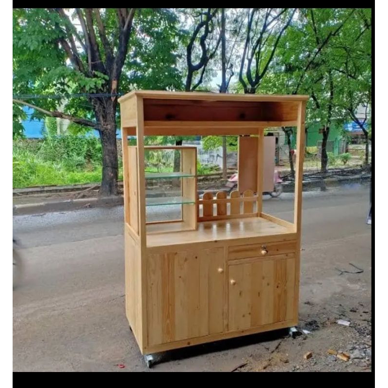 Jual GEROBAK MINIMALIS MULTIFUNGSI KAYU JATI BELANDA | Shopee Indonesia