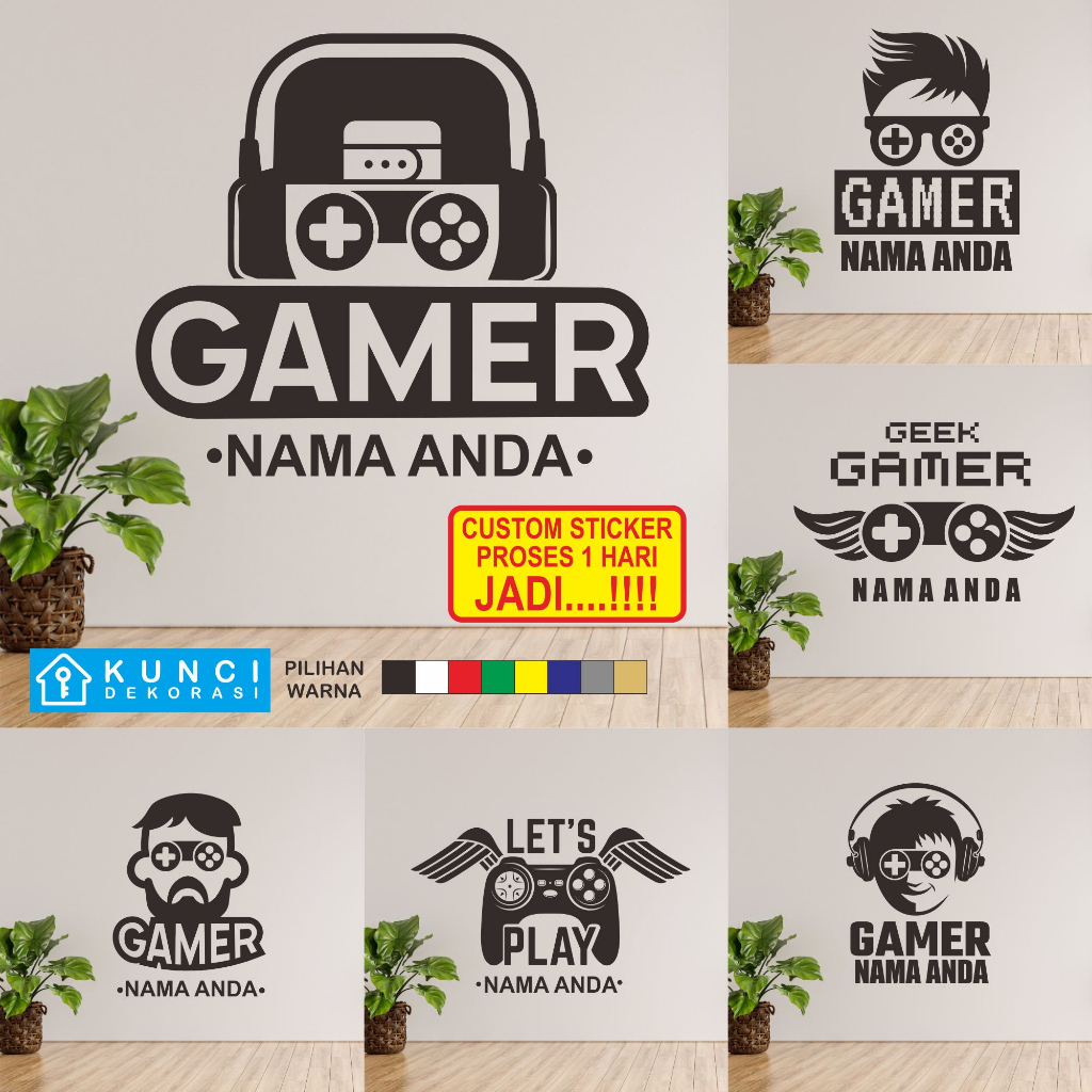 Jual Wall Sticker Stiker Dinding Kaca Gamer Custom Nama Ruang Kamar ...