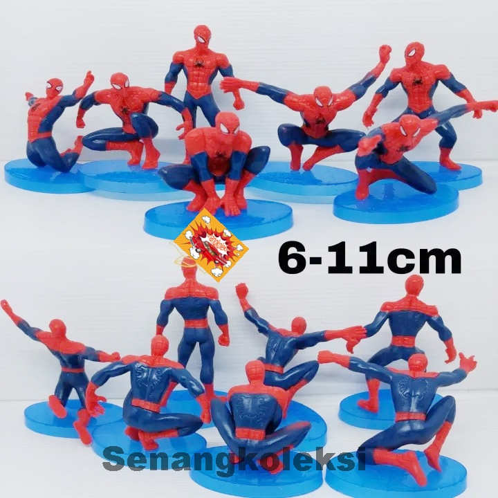 Jual Spiderman tatak biru Figure Set 7 Mainan Pajangan Miniatur Hiasan ...