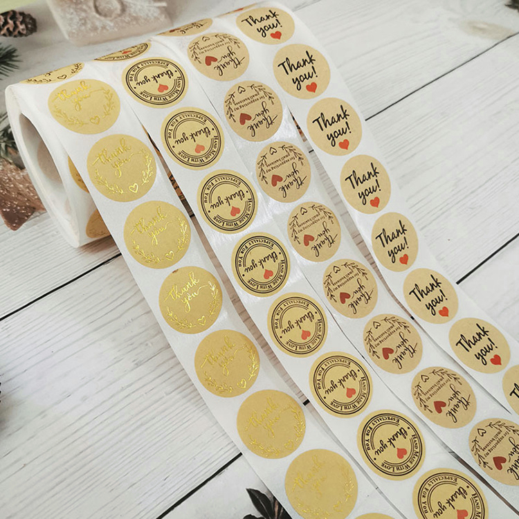 Jual 500pcs/roll stiker thank you/terima kasih bulat coklat kertas ...