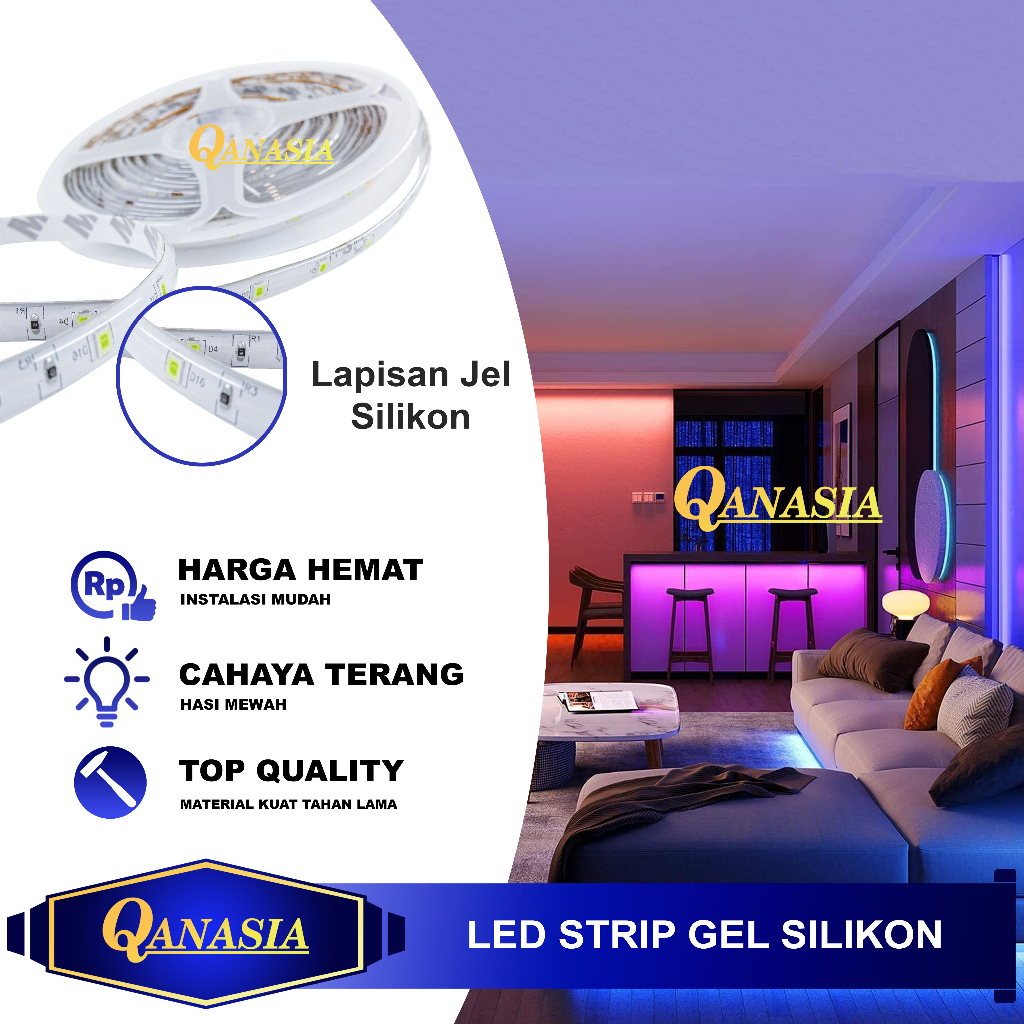 Jual Lampu LED Strip 12V 5 Meter 5M IP33 Indoor Dan IP44 Outdoor ...