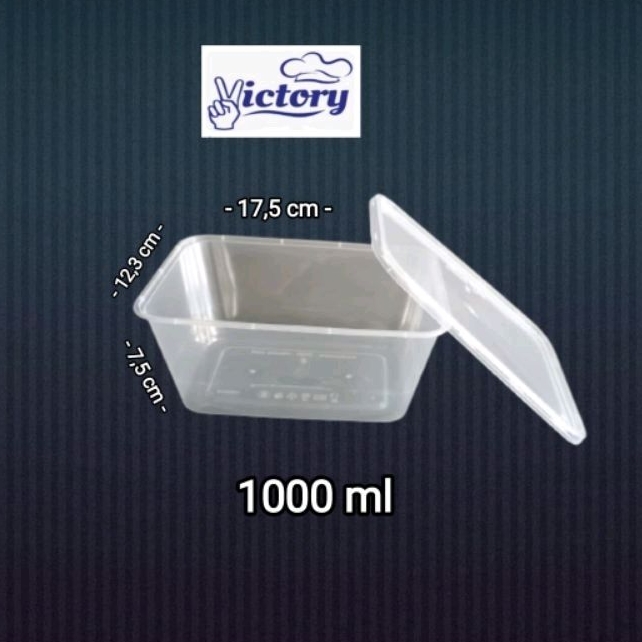 Jual Thinwall Victory 1000 ml Rectangle/ Persegi Kotak Makan Kotak Makan Plastik 25 Pcs | Shopee ...