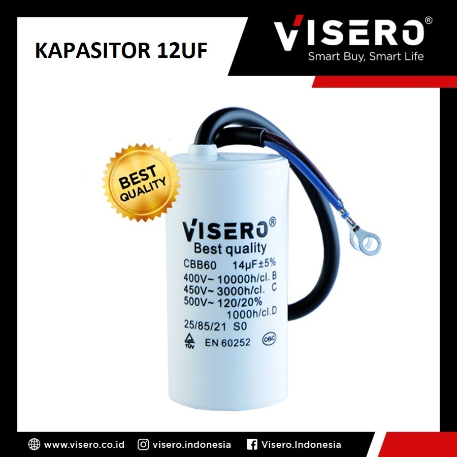 Jual Kapasitor Pompa Air VISERO Bulat Kabel 8 UF 10 UF 12 UF 14 UF 450V AC Mikro Farad Capasitor ...