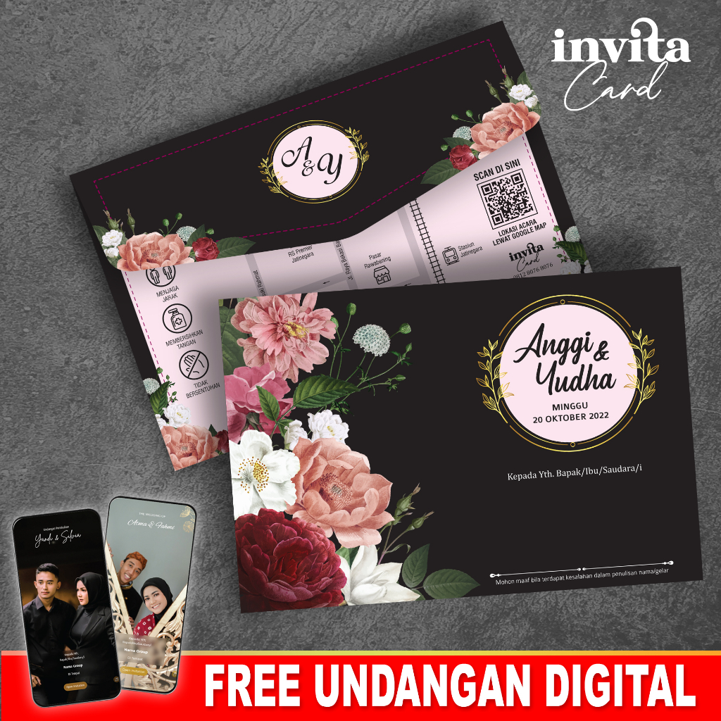 Jual Undangan Pernikahan Hitam Elegan TF4 | Shopee Indonesia