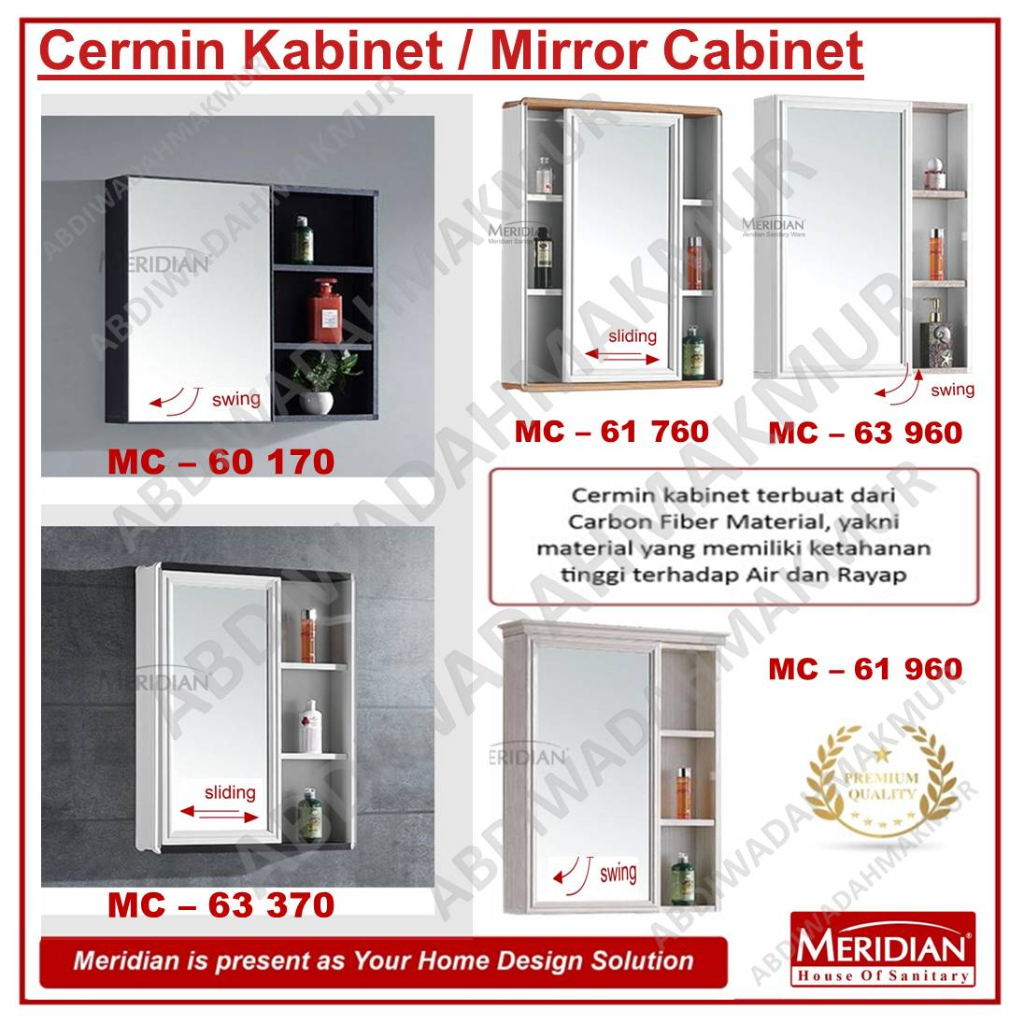 Jual RAK CERMIN/ KACA CERMIN KAMAR MANDI / MIRROR CABINET MEREDIAN ...