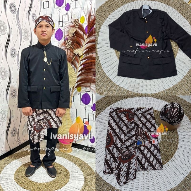 Jual (1set Cowok) Baju Adat Sunda / Beskap +Sapit Urang +Blangkon ...