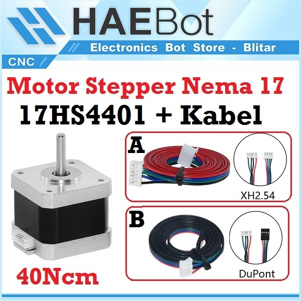 Jual [HAEBOT] Motor Stepper Nema 17 17HS4401 Kabel 42mm 38mm 1.5A 0.4Nm ...