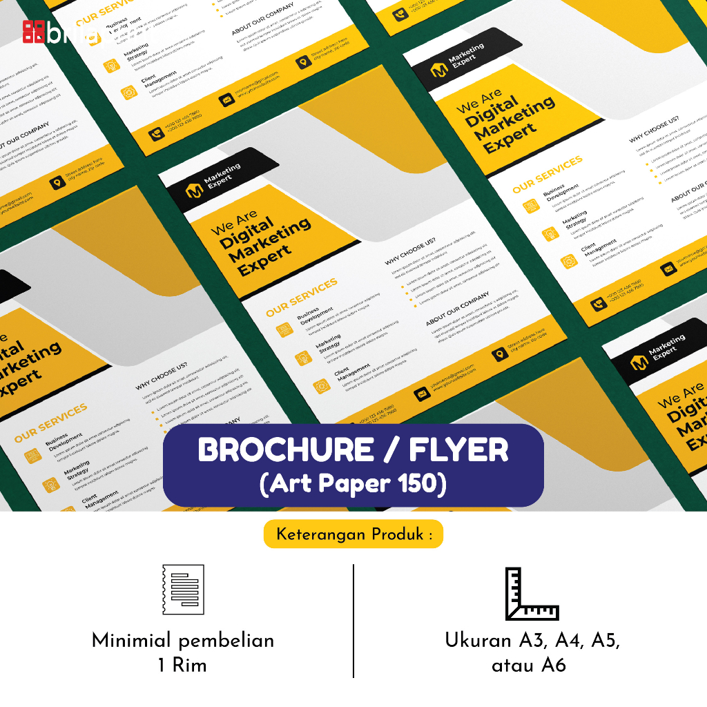 Jual CETAK BROSUR 1 RIM | FLYER A3 / A4 / A5 | AP 150gsm | Shopee Indonesia