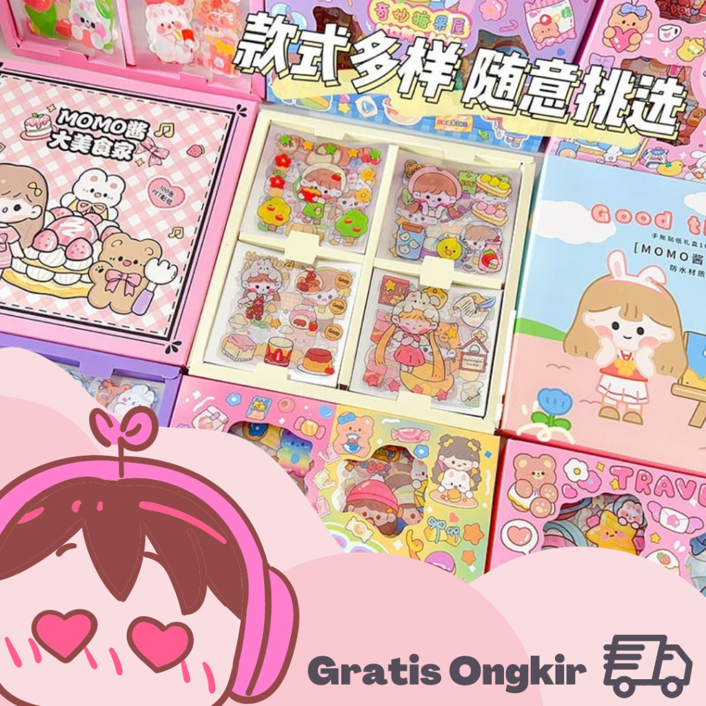 Jual 100 Lembar Sticker Waterproof MOMO/ Sticker Botol Tumblr ...