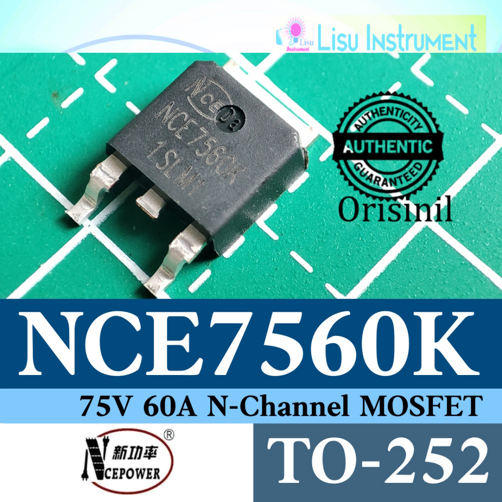 Jual NCE7560K 75V 60A 140W N-Channel MOSFET TO-252 ORIGINAL Wuxi NCE | Shopee Indonesia
