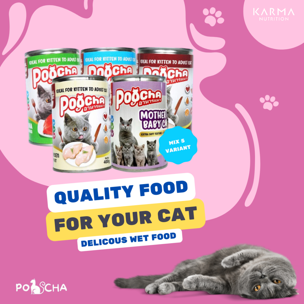 Jual POOCHA CAT FOOD KALENG 400 GR MAKANAN KUCING BASAH MIX 5 RASA ...
