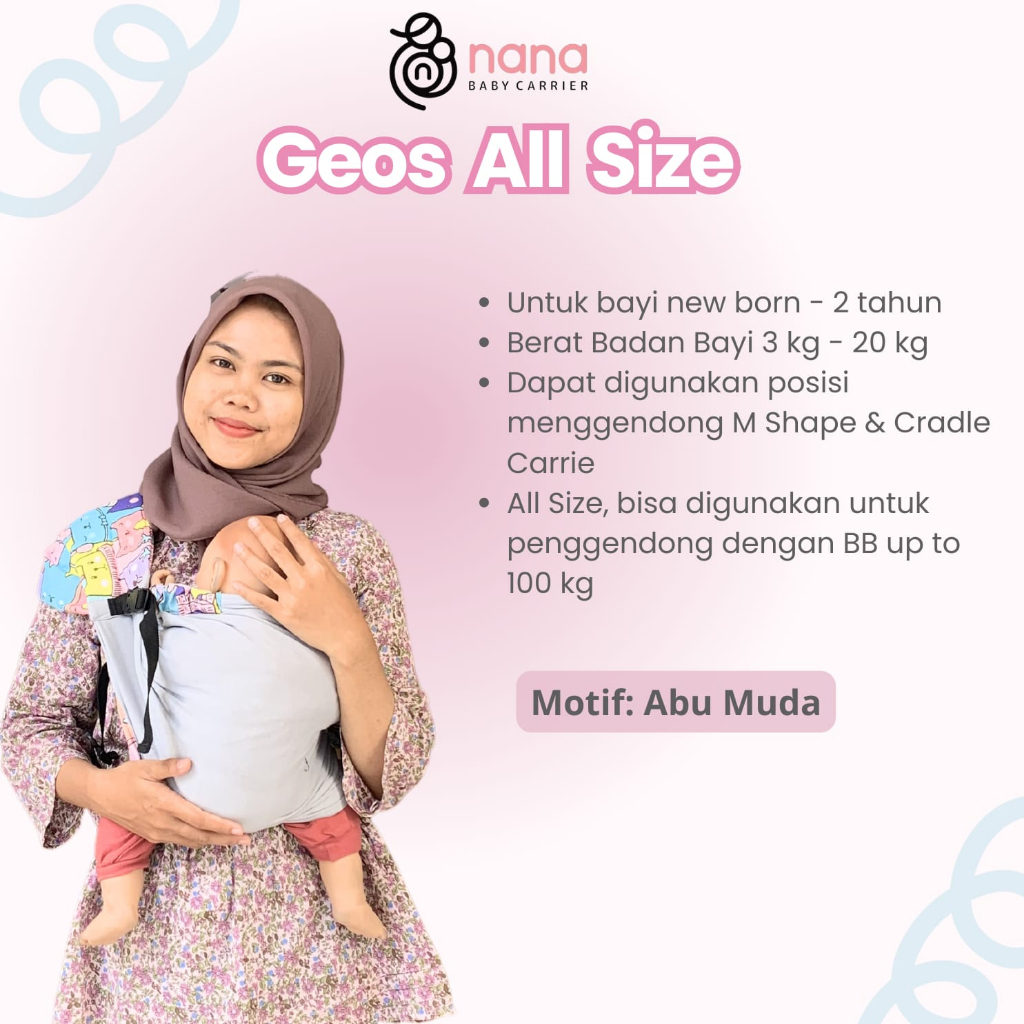 Jual Gendongan Bayi Kaos GEOS All Size Nana Baby Carrier Gendongan Bayi ...