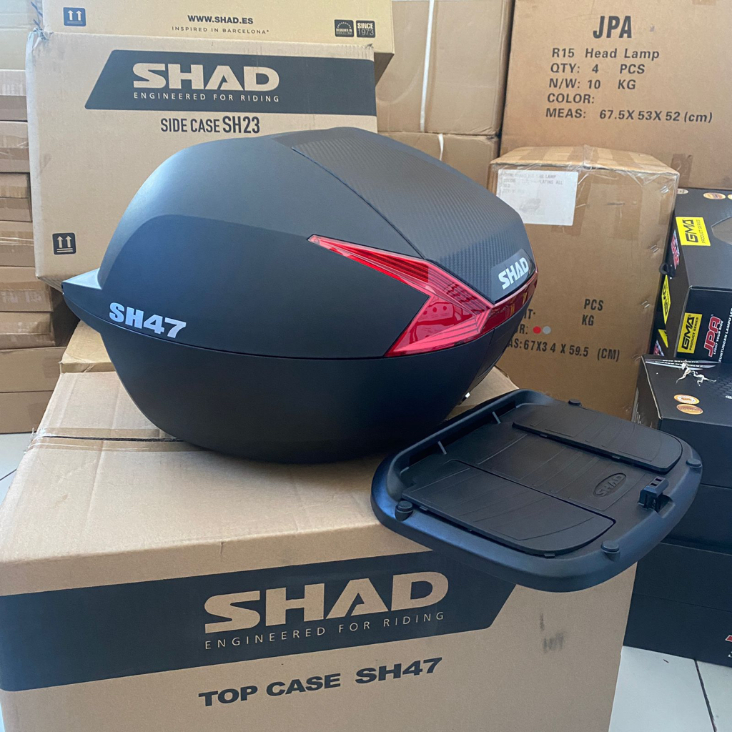 Jual SHAD BOX SH47 RED KAPASITAS 47 LITER BASE PLATE SH47 BACKREST SH47 ...