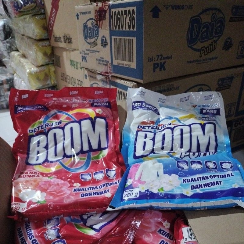 Jual Deterjen boom bubuk 280gram merah/putih harga 1 bungkus | Shopee ...