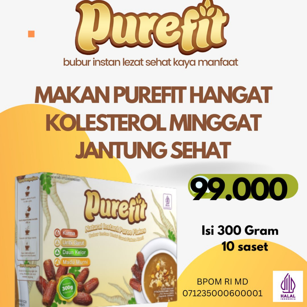 Jual Purefit 1 box isi 10 sachet, bubur sereal umbi garut solusi asam ...