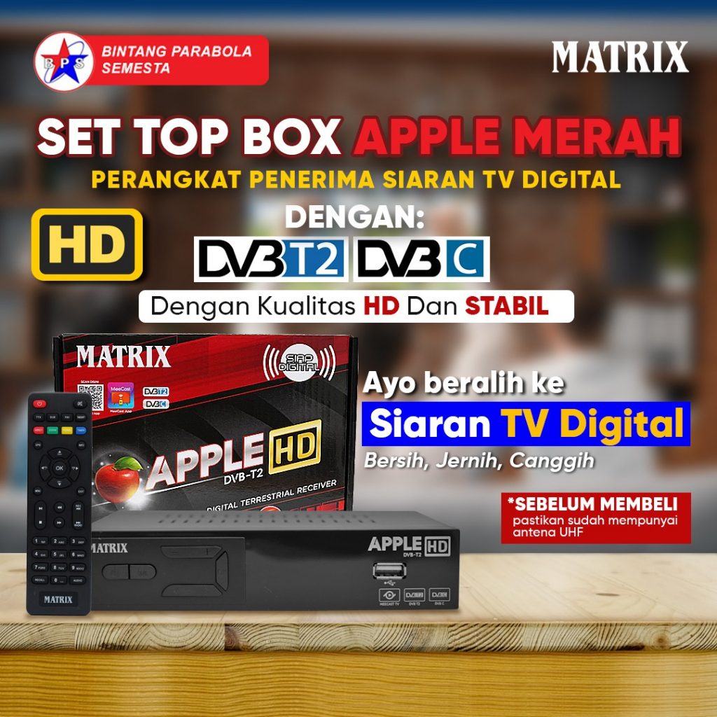 Jual set top box dvbt2 matrix apple merah hd siaran tv digital stb ...