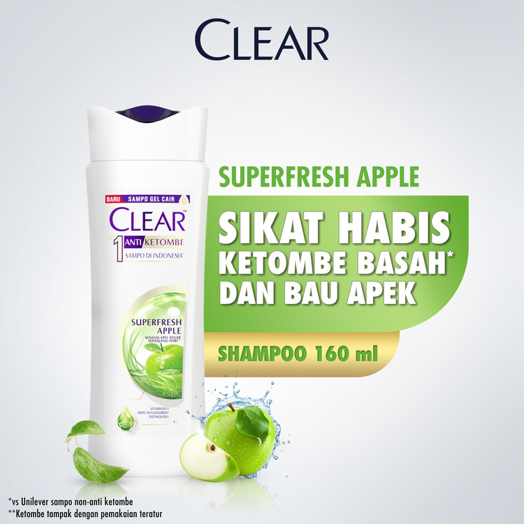 Jual CLEAR Shampoo Anti Ketombe Apel Wangi Segar, Kesegaran Tahan Lama ...