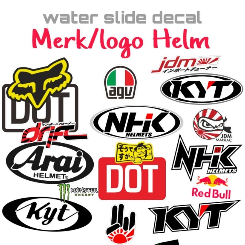 Jual Cetak sticker water slide decal merk/logo helm | Shopee Indonesia