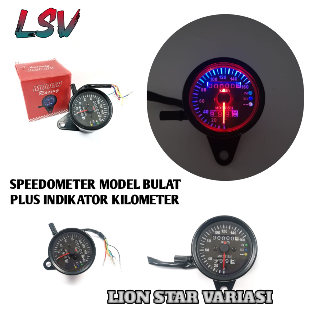 Jual Speedometer Kilometer Bulat LED Motor Universal Plus Indikator ...