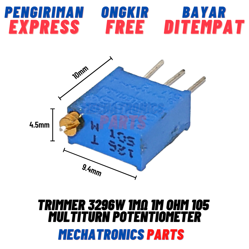 Jual Trimmer 3296W 1MΩ 1M Ohm 105 Multiturn Potentiometer Trimpot ...