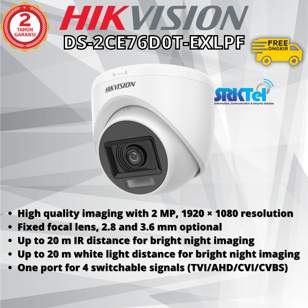 Jual Hikvision Ds 2ce76d0t Exlpf Kamera Cctv 2mp Dual Light Fixed