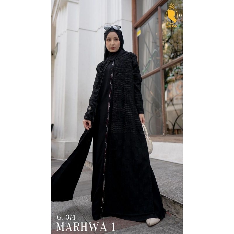 Jual G 374 marwha 1 by luna hijab ori/abaya marhwa 1 dress by luna hijab original best seller ...
