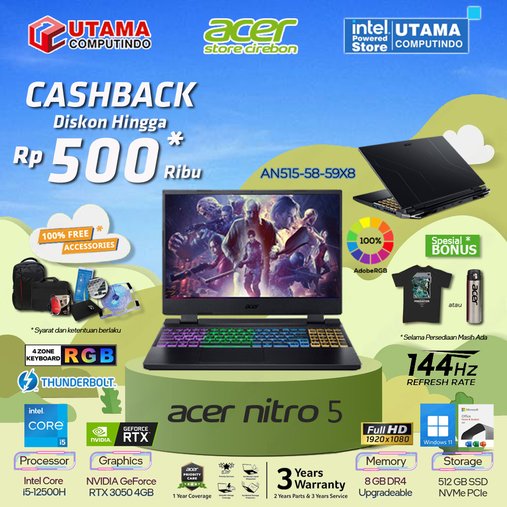 Jual ACER NITRO 5 AN515-58-59X8 Intel Core i5-12500H 15.6" 8G/512GB SSD ...