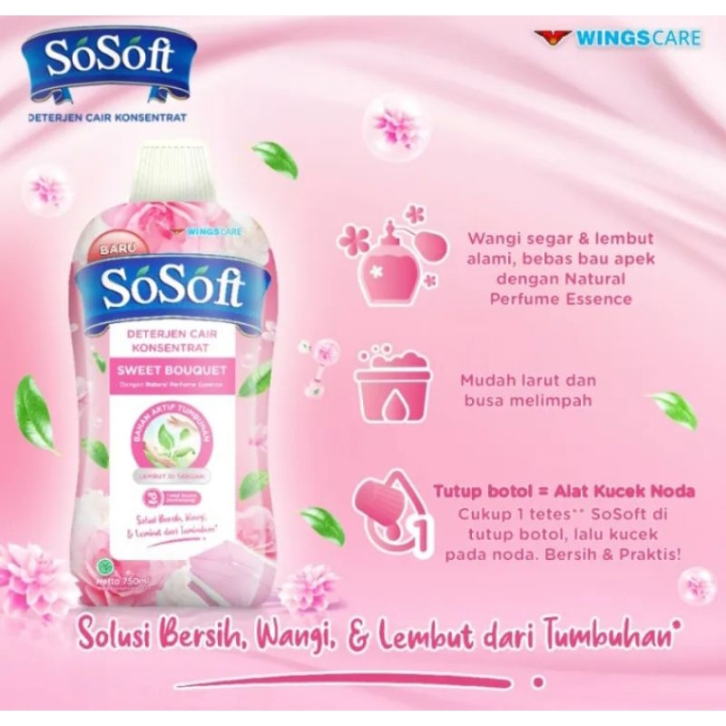 Jual So soft detergent cair 750 ml | Shopee Indonesia