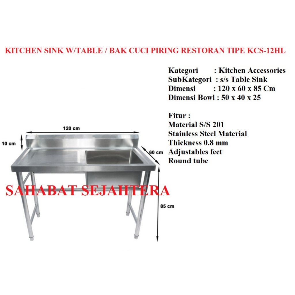 Jual Kitchen Sink with Table / Bak Cuci Piring Restoran TIPE KCS-12HL ...