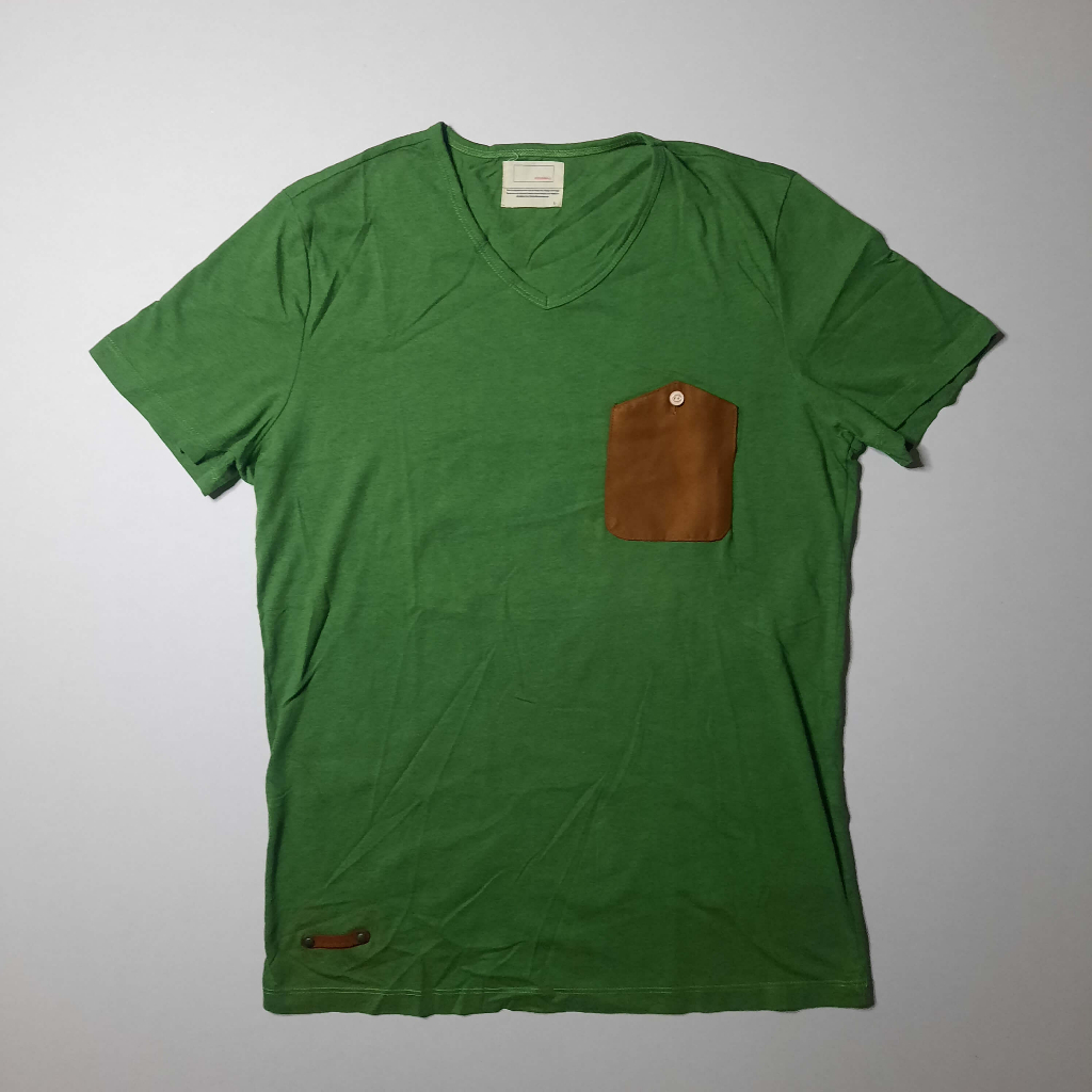 Jual L - Kaos/Baju Woodmax V-neck Pocket Hijau Coklat | Shopee Indonesia