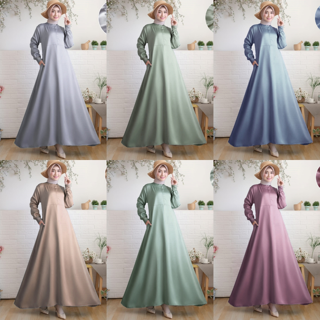 Jual Gamis Polos Satin Velvet GZ0458/ Gamis Polos Brukat/ Gamis Jumbo ...